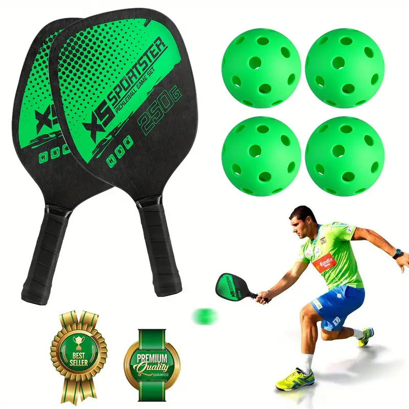 PickleBall Paddle Set Pickle Ball Kit 2 Rackets and 4 Balls Pickleball ...