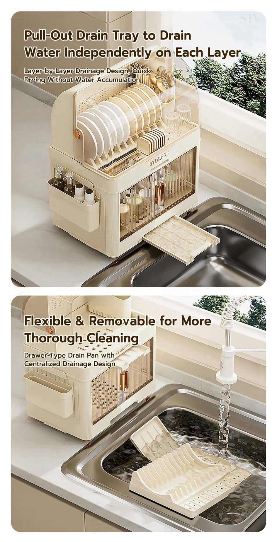 JAERSENT Foldable Double Layer Dish Rack - Eco-Friendly Plastic ...