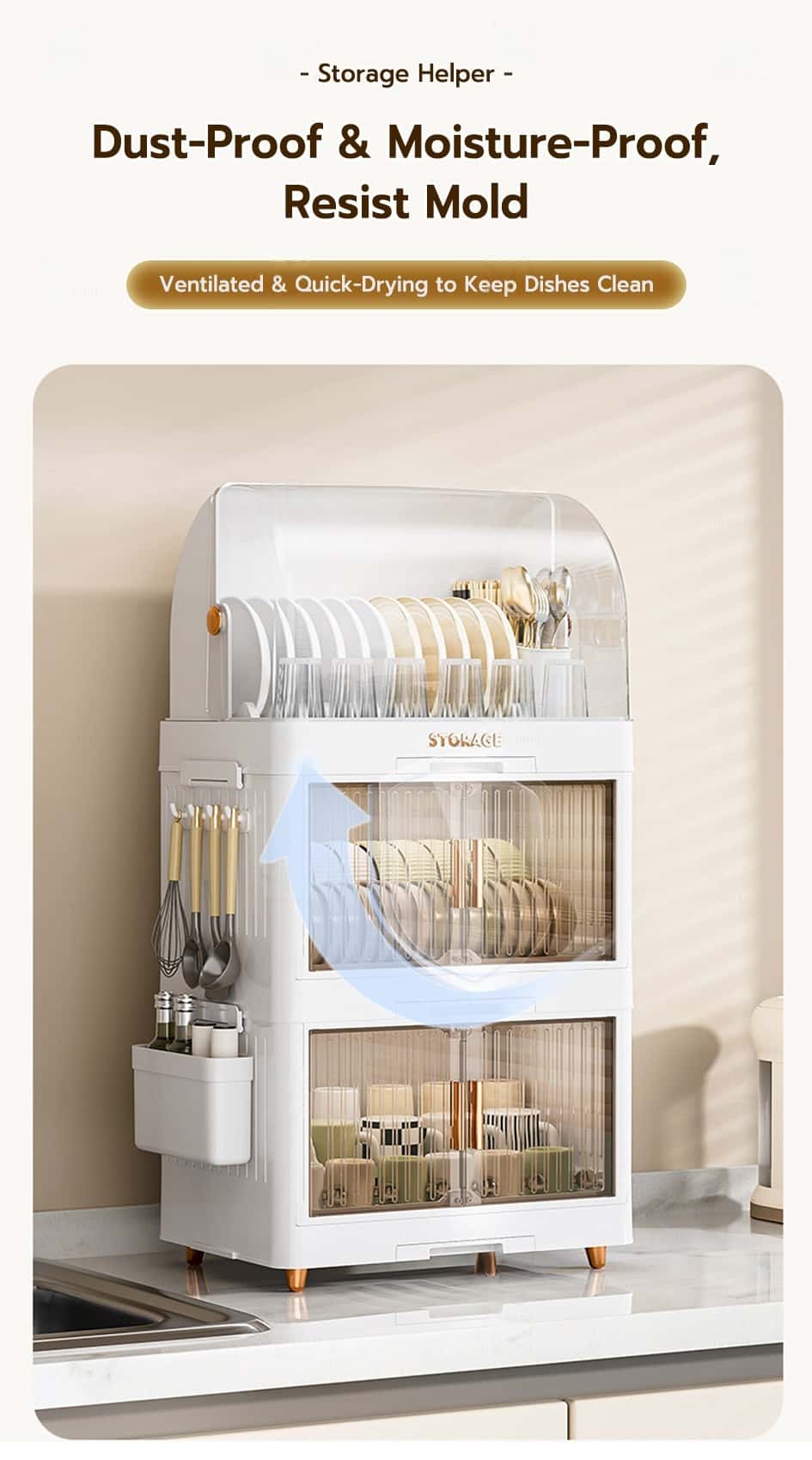 JAERSENT Foldable Double Layer Dish Rack - Eco-Friendly Plastic ...