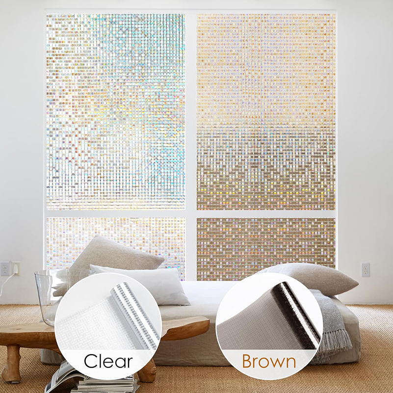 3D Decorative Window Tint Film Sticker, Non-Adhesive Removable Rainbow ...