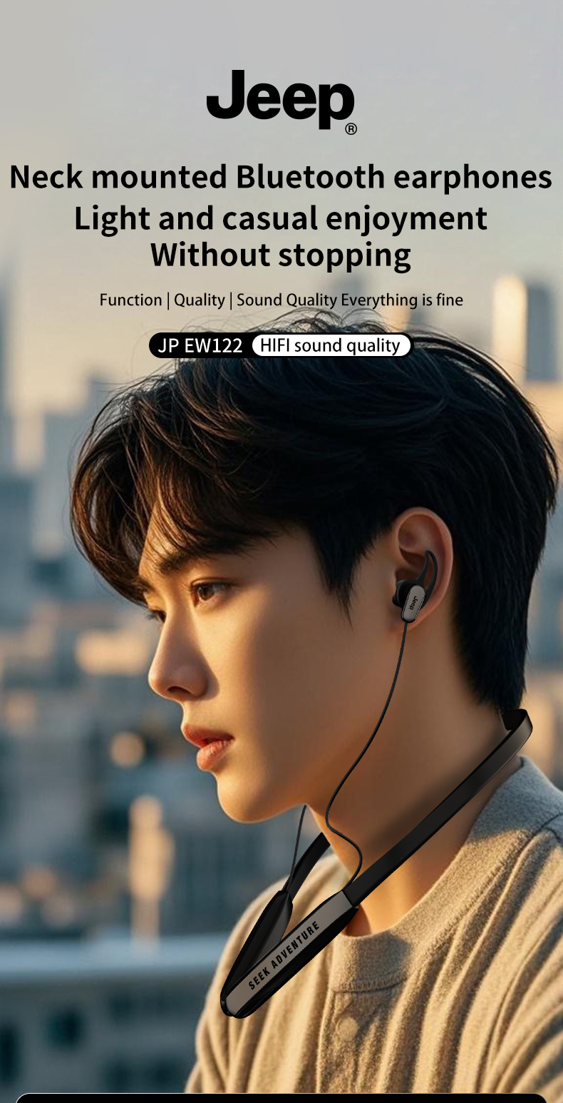 Jeep EW122 Neckband Bluetooth Earphone IPX5 Waterproof Sport Headset ...