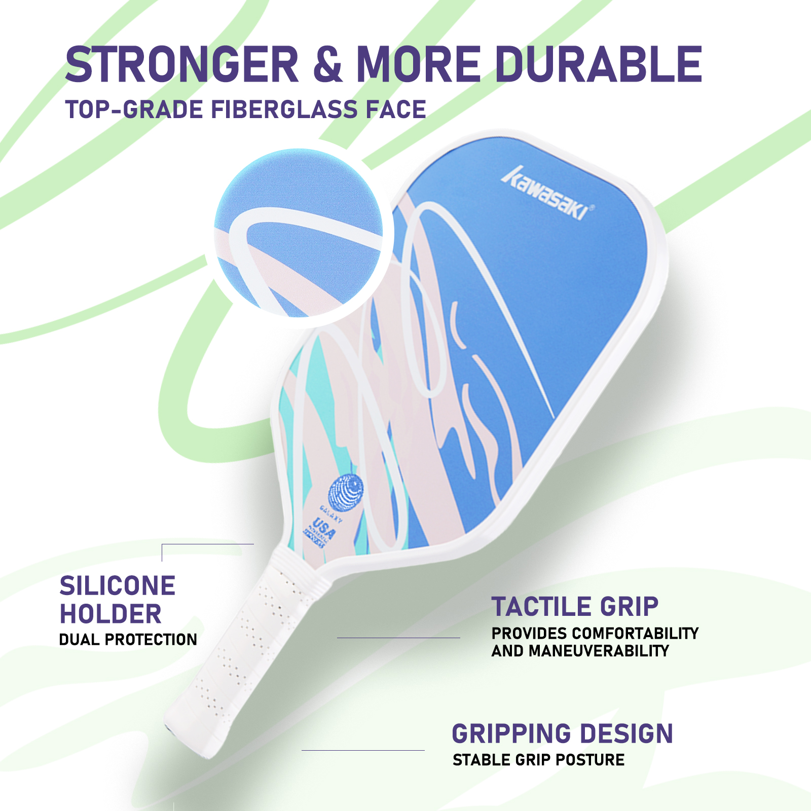 Kawasaki Pickleball Paddle GALAXY&AURORA 220g Fiberglass Pickle Racket ...
