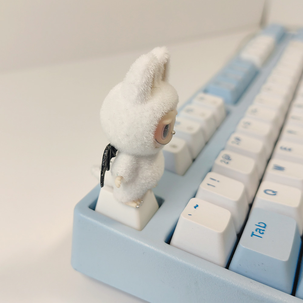 Labubu KEYCAPS Flocking Doll Button Mechanical Keyboard Dedicated ...