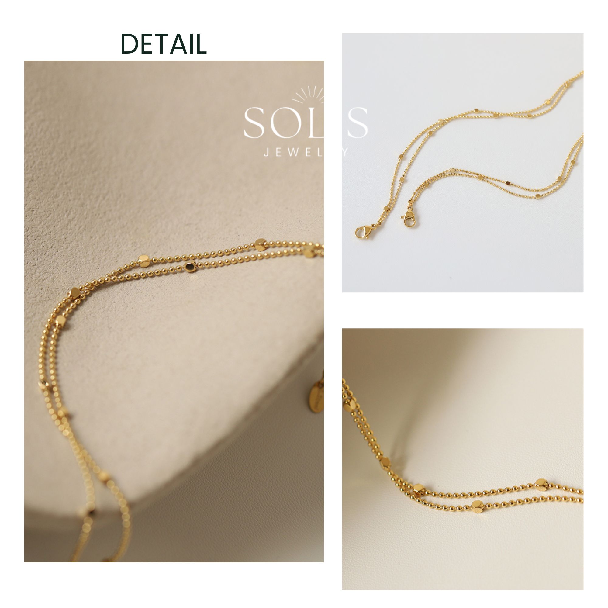 2 Layers Cube Beaded Chain Bracelet • 18K Gold Plated Waterproof Non ...