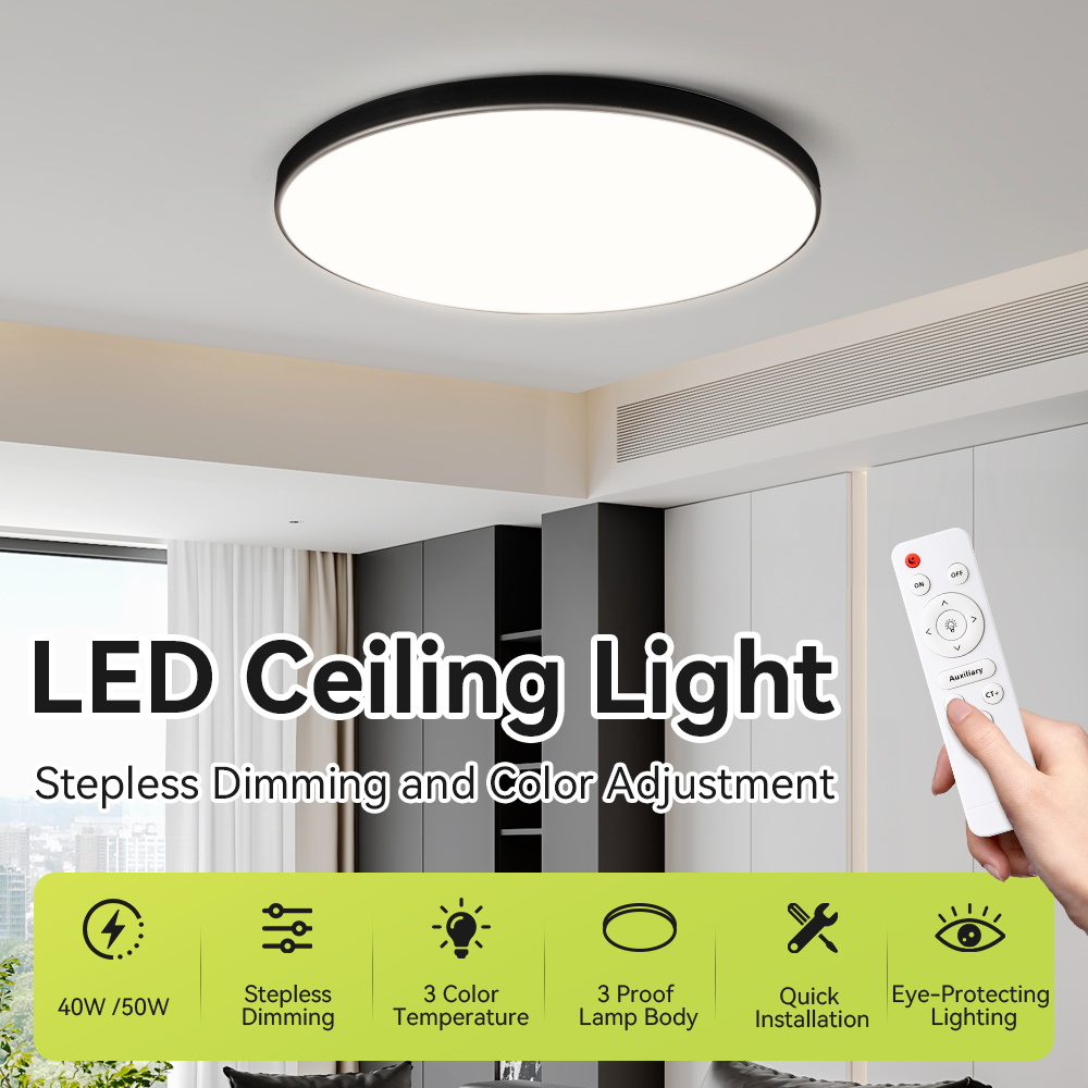 Dimmable Ceiling Light with Remote Control Led Ceiling Lamp Modern Tri ...