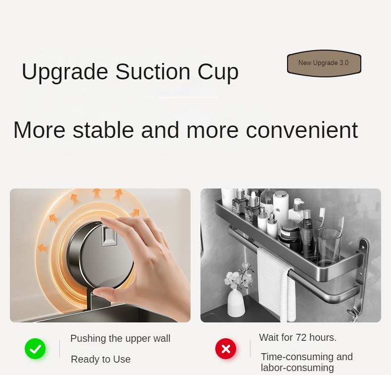 [Same Day Delivery] Kitchen Suction Cup Shelf Perforation-Free Wall ...