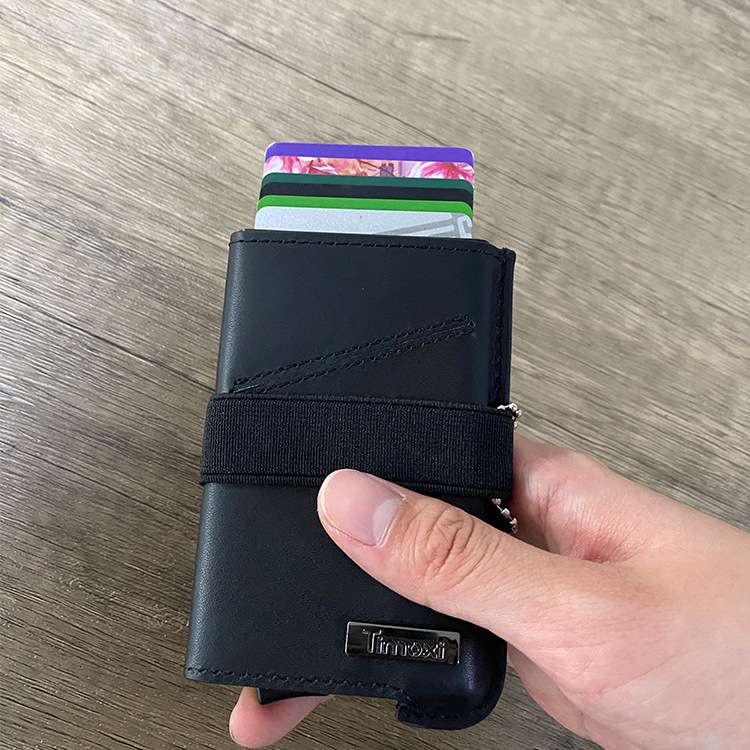 Men Genuine Leather Aluminum Slim Wallet Minimalist RFID Protection ...
