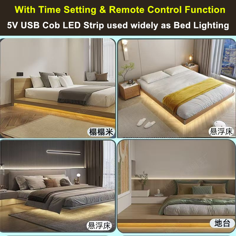 5V USB COB LED Strip Light with Button Switch and Remote Control, easy ...