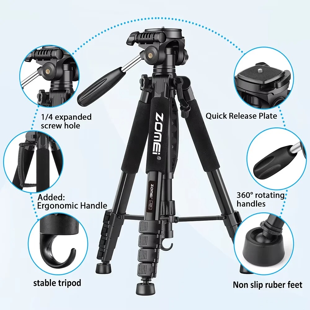 Zomei 187cm/73.6inches Tall Phone Stand,Floor Tripod for Professional ...