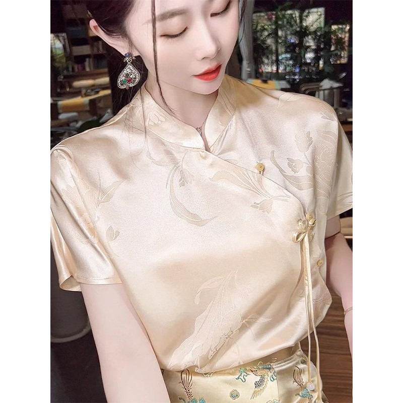 [Actual Photo] Vintage Sweet Diagonal New Traditional Style Button Jade ...