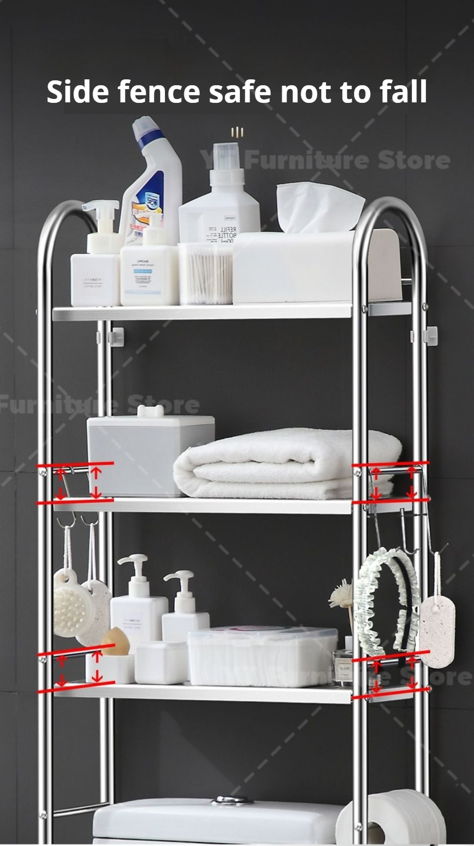 Stainless Steel Toilet Racks Perforated-Free Bathroom Storage Rack ...