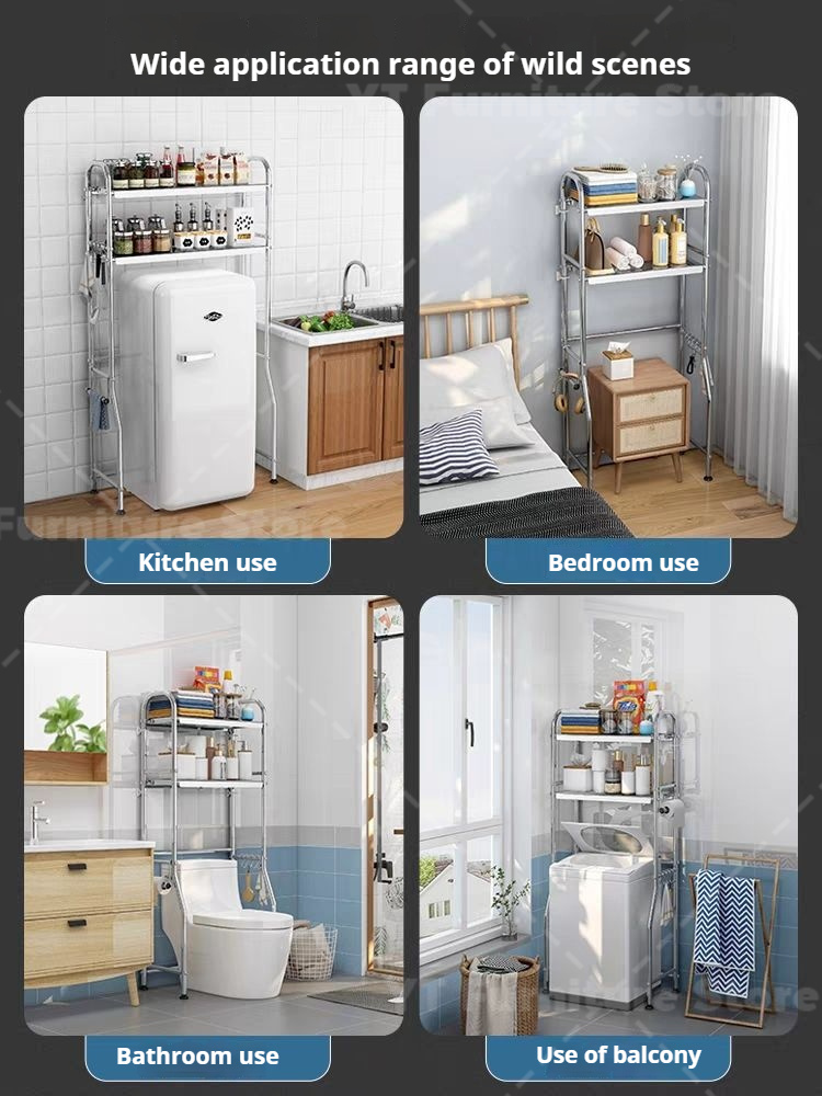 Stainless Steel Toilet Racks Perforated-Free Bathroom Storage Rack ...