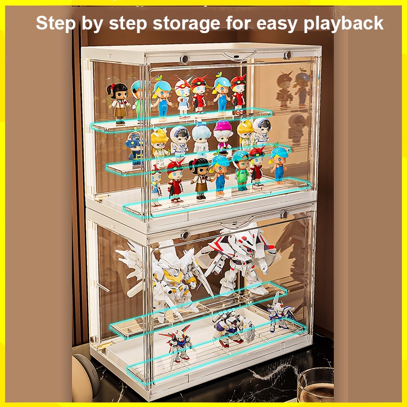 [SG STOCK]LED Acrylic Display Case Sound-Controlled with Shelves ...