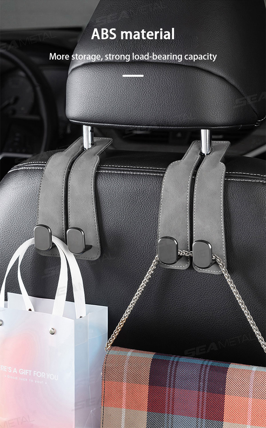 SEAMETAL Car Hook for Car Interior Accessories Bag Hook Holder Double ...