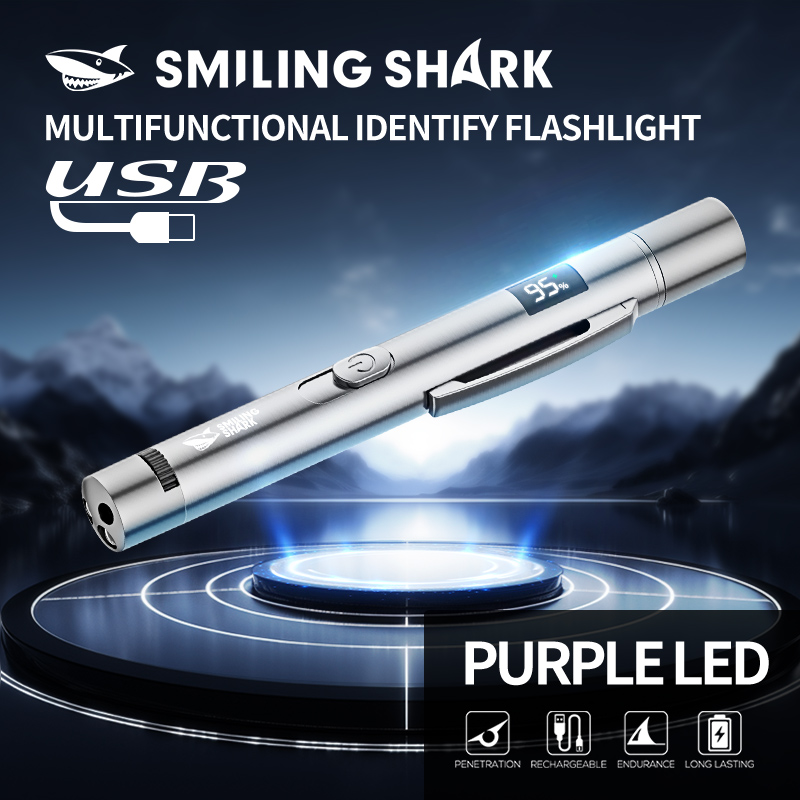 SmilingShark SD5313 Magnetic Flashlight Red Laser Pointer 365nm Purple Light Torch Light 4Modes ...