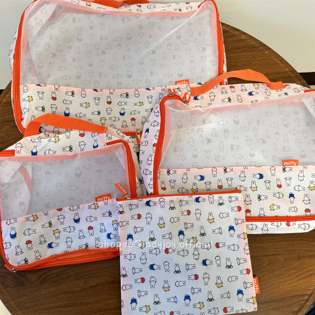 Japanese Cute Miffy Rabbit Travel Storage Bag Four-Piece Suitcase ...