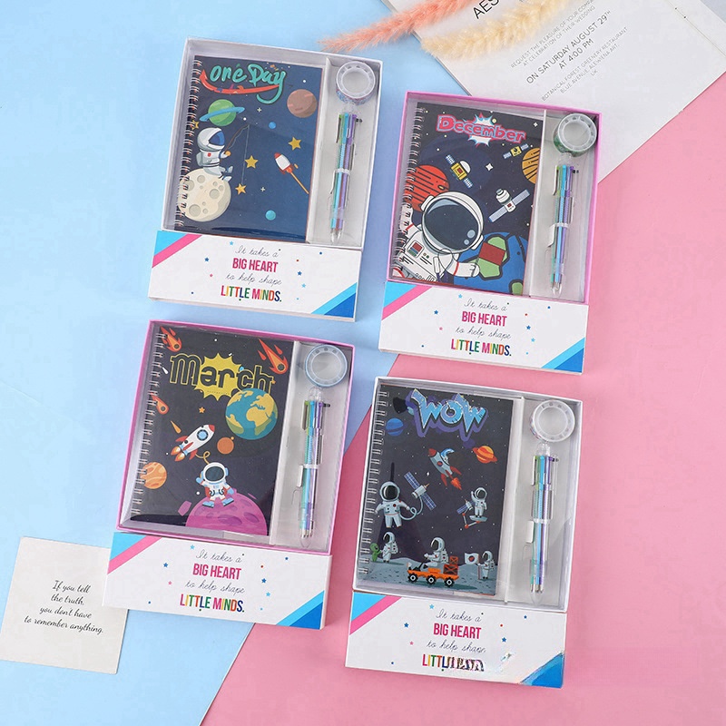 【Singapore spot】Notebook Gift Set Cute Cartoon Astronaut Coloring Page ...