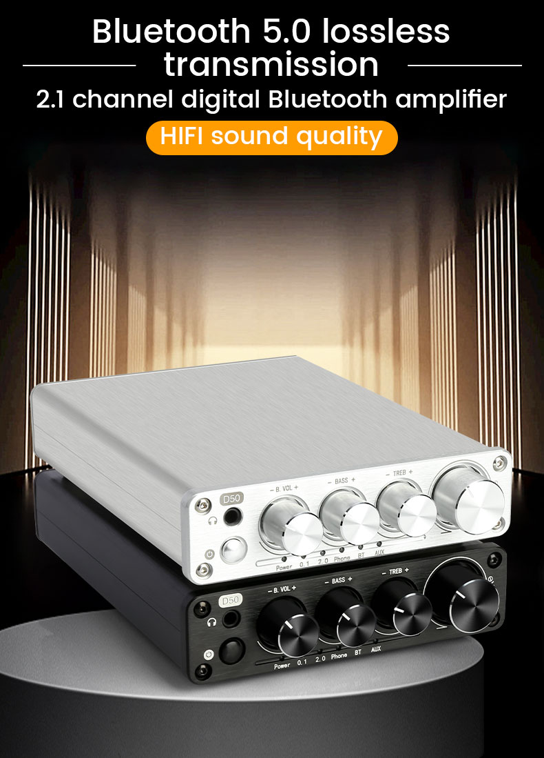 Kguss D50 Fever HIFI Bluetooth Digital Power Amplifier QCC5125 LDAC 2.1 ...