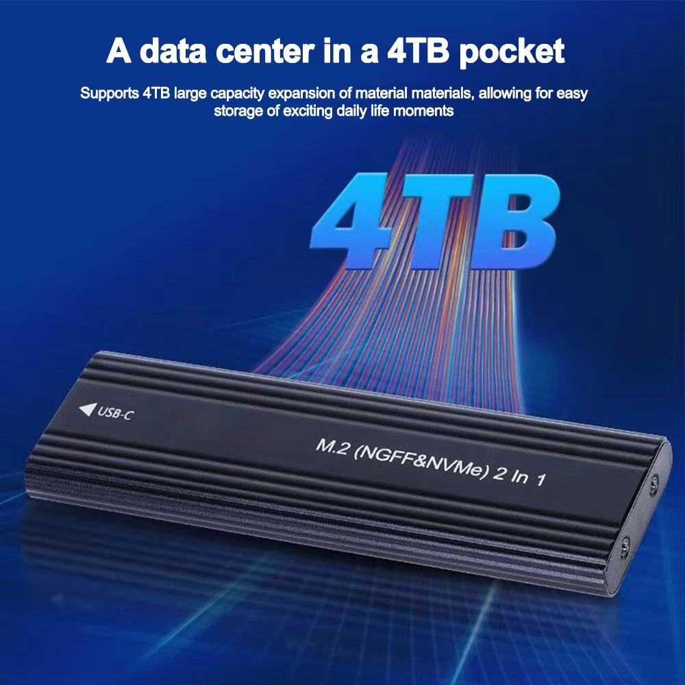 10Gbps M2 SSD Case NVME SATA Dual Protocol M.2 to USB Type-C SSD ...