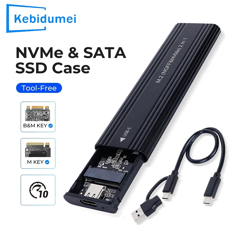 NVME NGFF SATA M.2 Solid State Drive External Enclosure 2230/2242/2260 ...