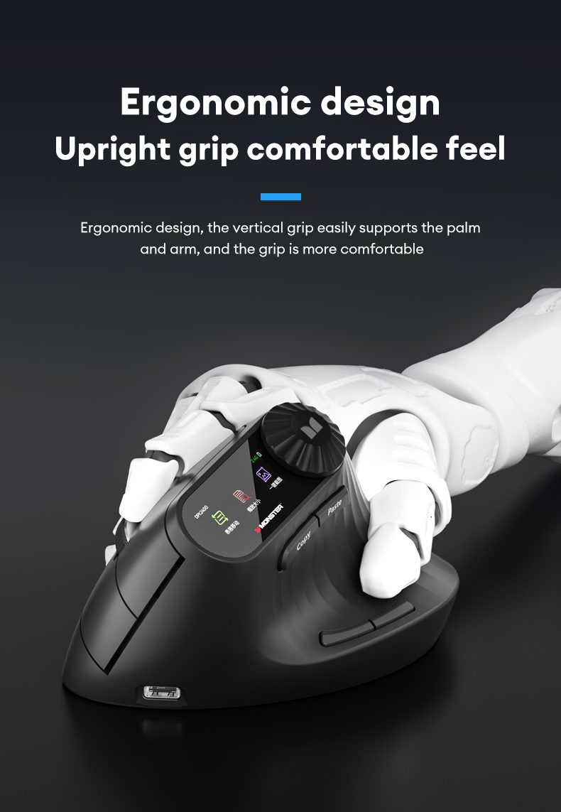 Monster M2 MAX Mouse Bluetooth Wireless Non Slip Ergonomic Design Light ...