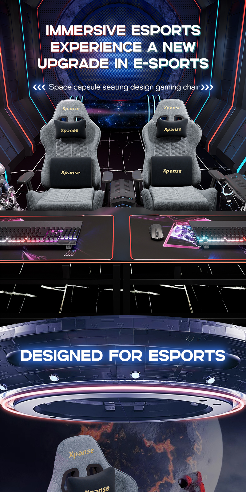 Xpanse Xcelon Gaming Office Ergonomic Computer Chair 135° Recliner Arm Chair with foot rest 3 ...