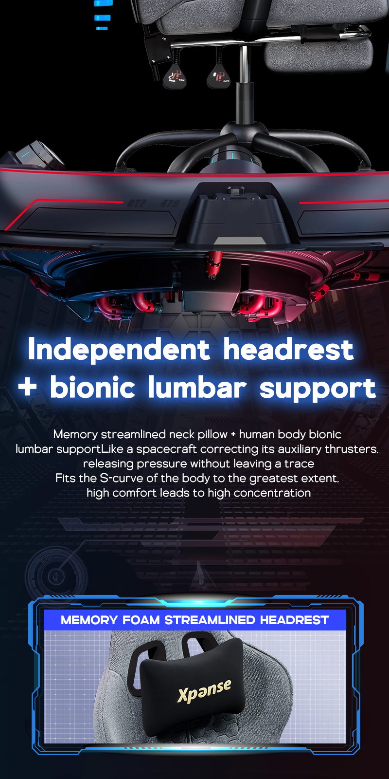 Xpanse Xcelon Gaming Office Ergonomic Computer Chair 135° Recliner Arm ...