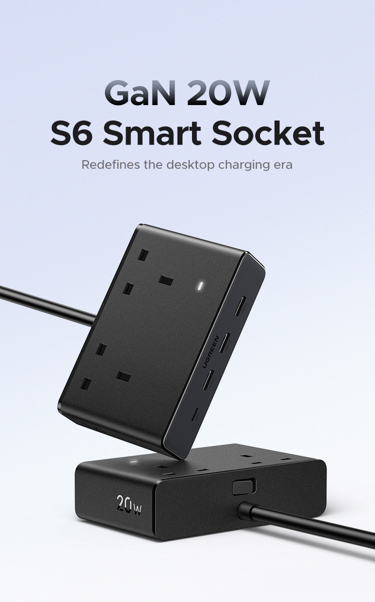 【6 in 1】UGREEN GaN 20W USB-C USB-A AC Desktop Charging Station Socket ...