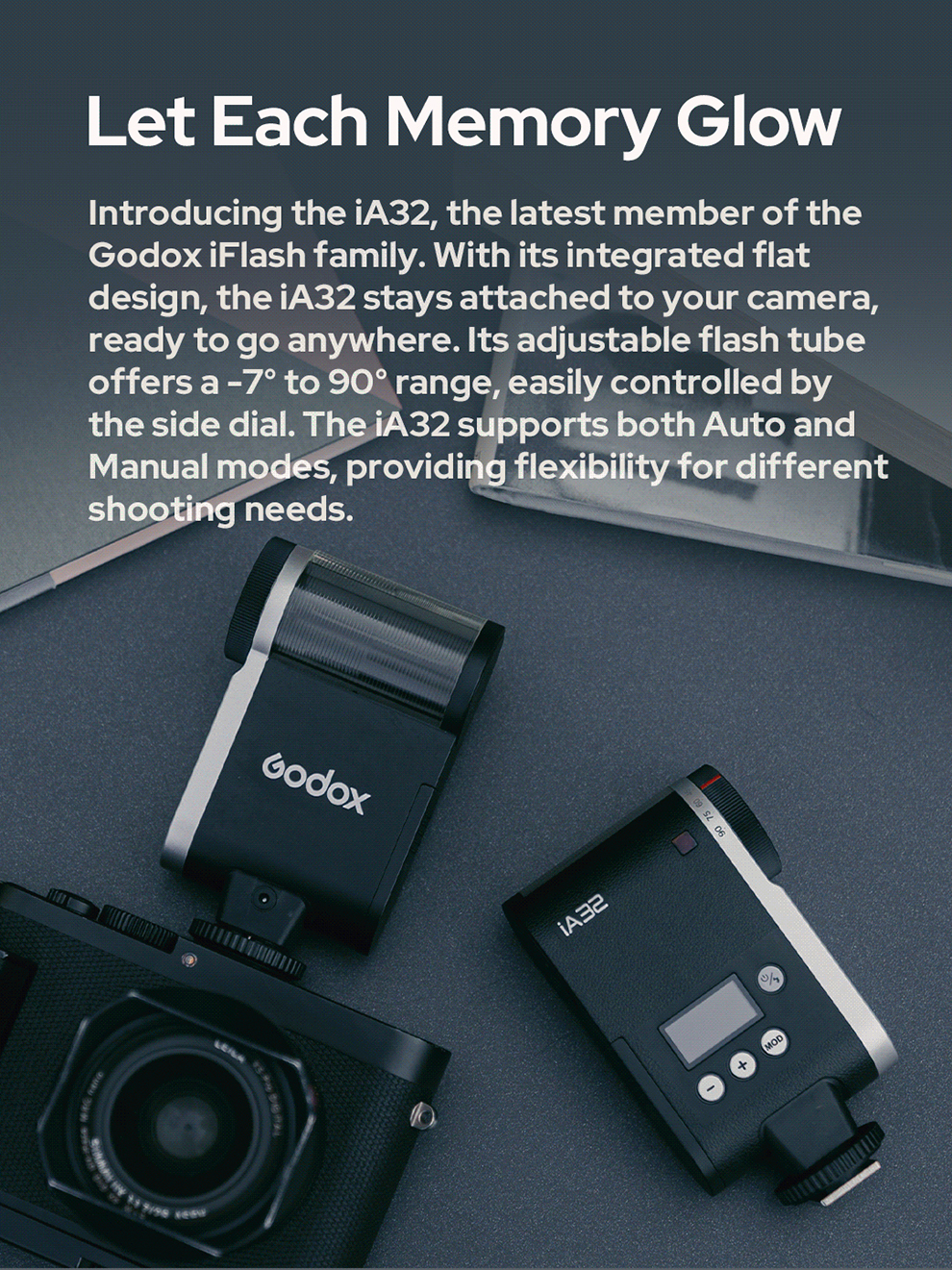 Godox iA32 Mini Camera Flash Up to 490 Full-Power Flashes 6200K CCT Manual Flash for Various ...