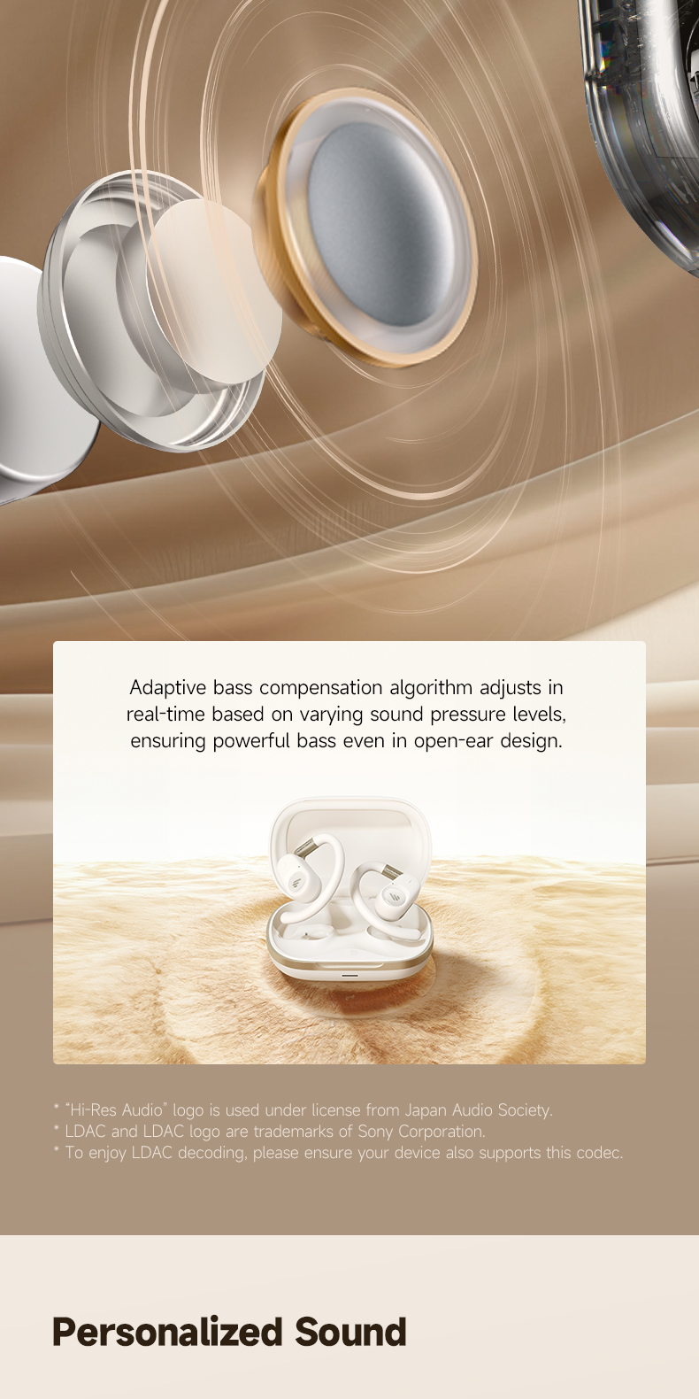 EDIFIER A6 Open Ear Headphones Waterproof Bluetooth 5.4 Earphone True ...