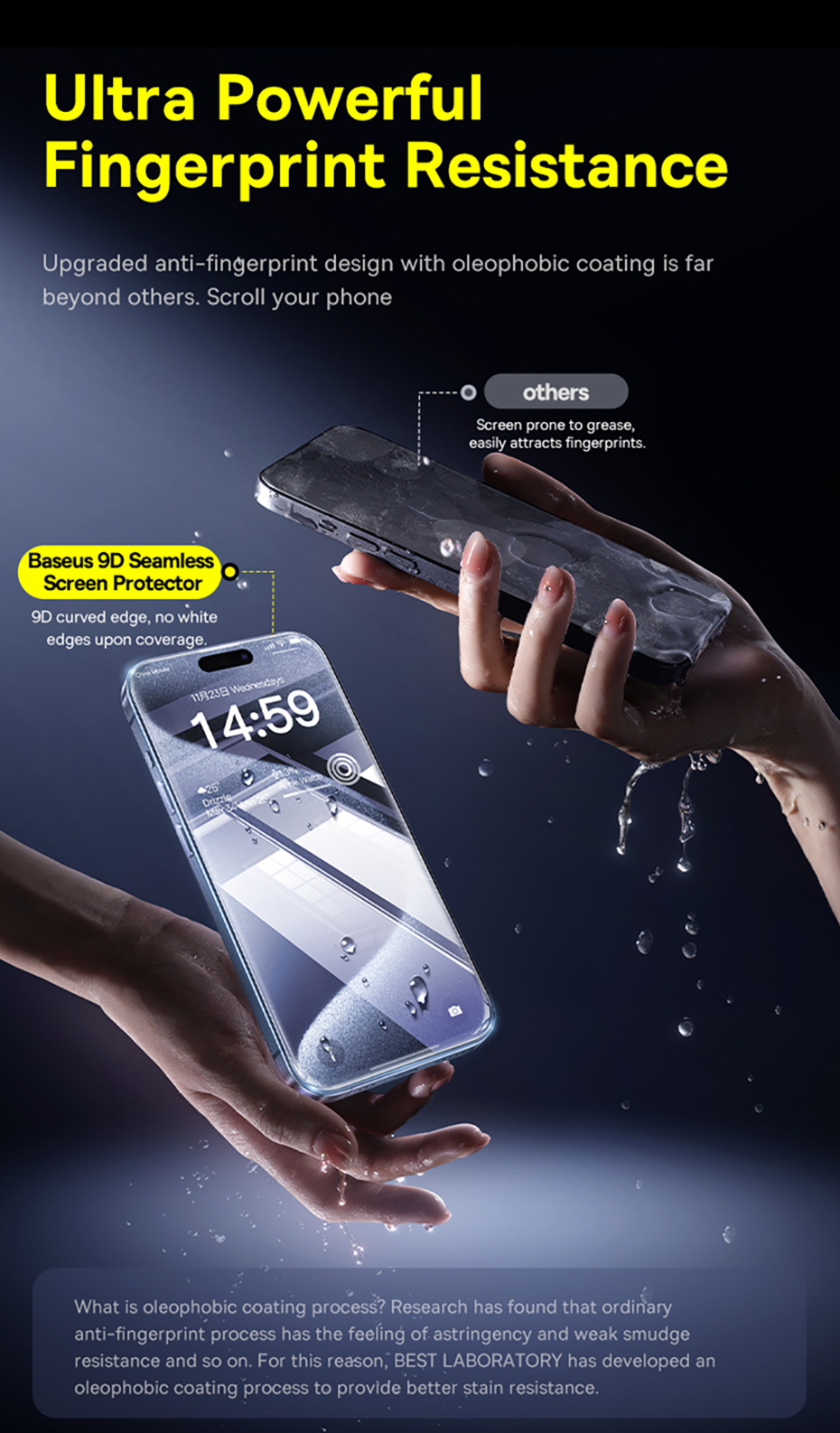 Baseus 2PCS Tempered Glass HD Ultra Clear Privacy Protection Screen ...