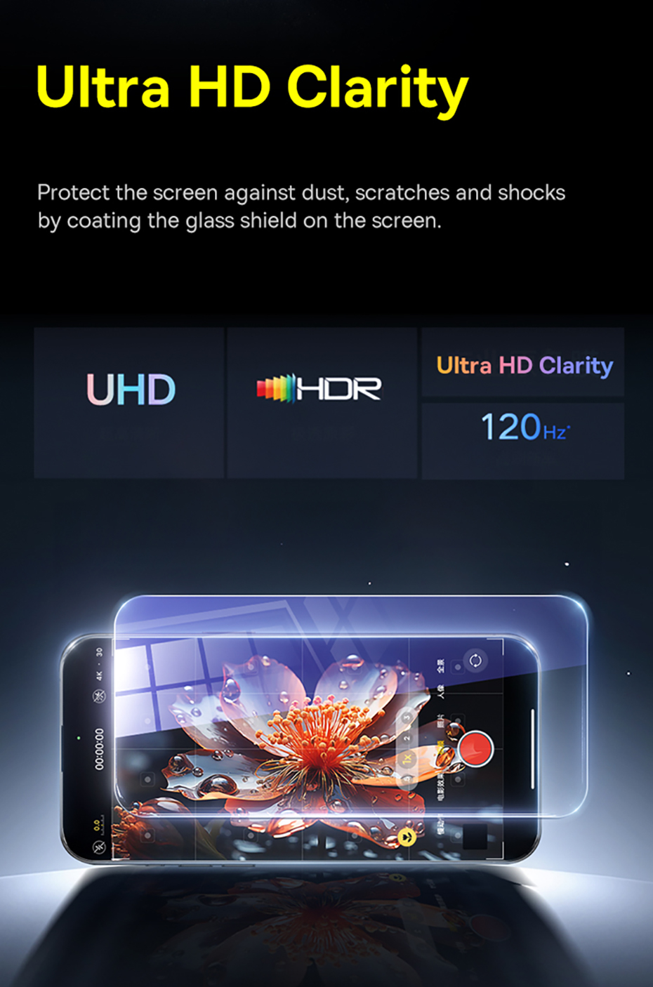 Baseus 2PCS Tempered Glass HD Ultra Clear Privacy Protection Screen ...