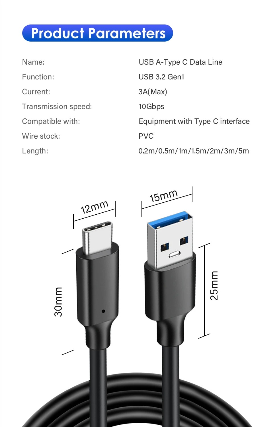 Type-C Data Transfer Cable USB3.2 Gen1 to TypeC Transmission Charge ...