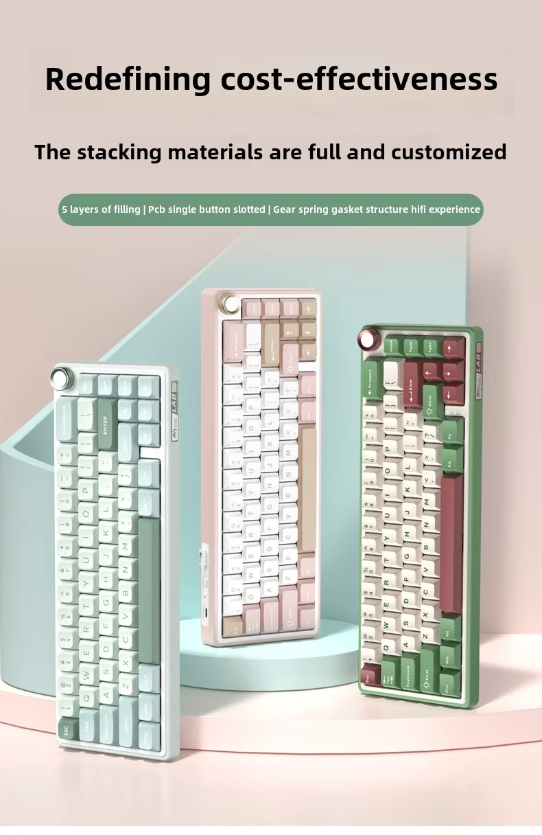 RK R65 Wireless Mechanical Keyboard Three-mode Rgb Effect Office Gameer ...