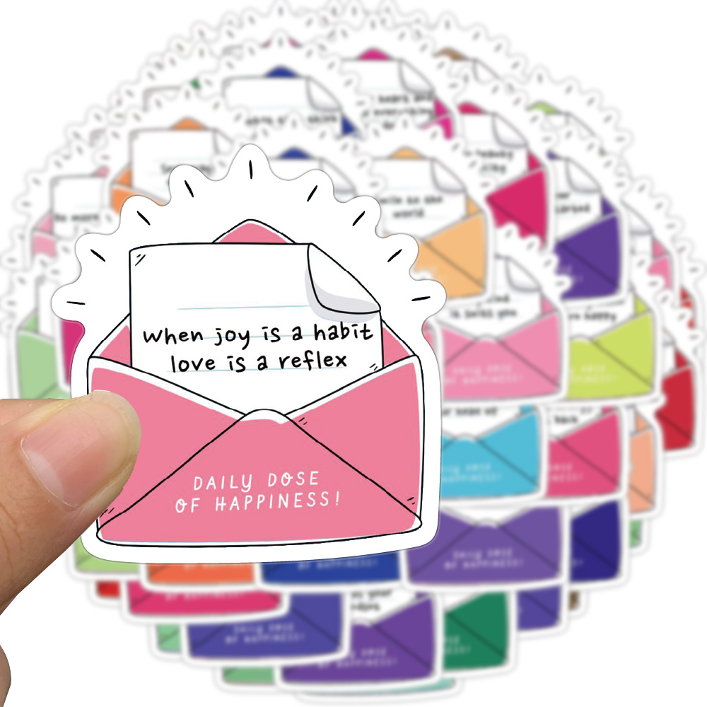 [Large Sticker]50pcs Daily Dose Of Happiness Stickers Decals For Laptop ...