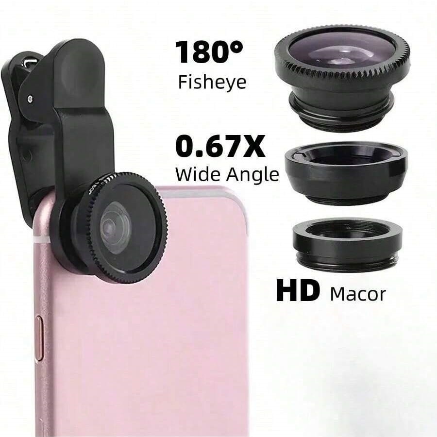 1set 3 in1 Multifunctional 180° Fisheye+0.67X Wide Angle+10x Macro Lens ...