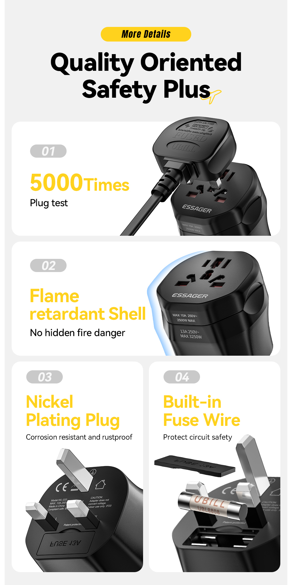 Essager UK/ EU Turn All Types Adapter Travel Universal Adapter Plug ...