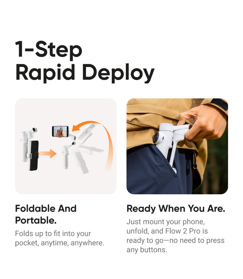 Insta360 Flow 2 Pro - Foldable AI Phone Gimbal, Track in 200+ Apps With Apple DockKit, Multi ...