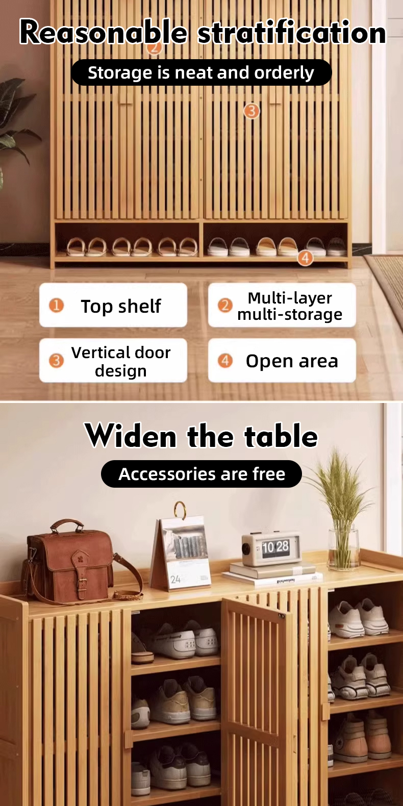 DY【SG Local Seller 】2025 Upgrade Wood Bamboo Shoe Rack Cabinet With ...