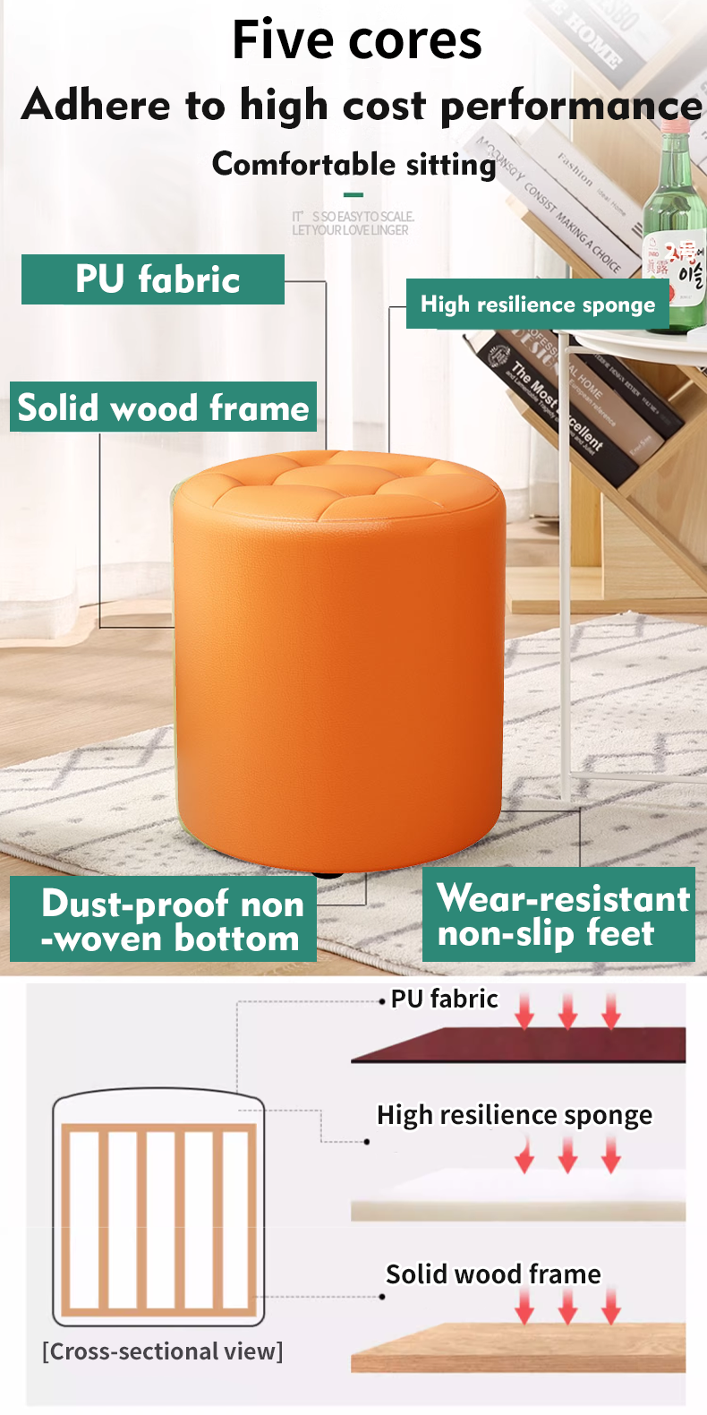 DY【SG Local Seller 】2025 Upgrade Modern Solid Wood Shoe Stool Anti-slip ...