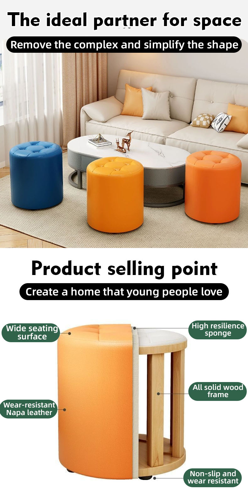 DY【SG Local Seller 】2025 Upgrade Modern Solid Wood Shoe Stool Anti-slip ...