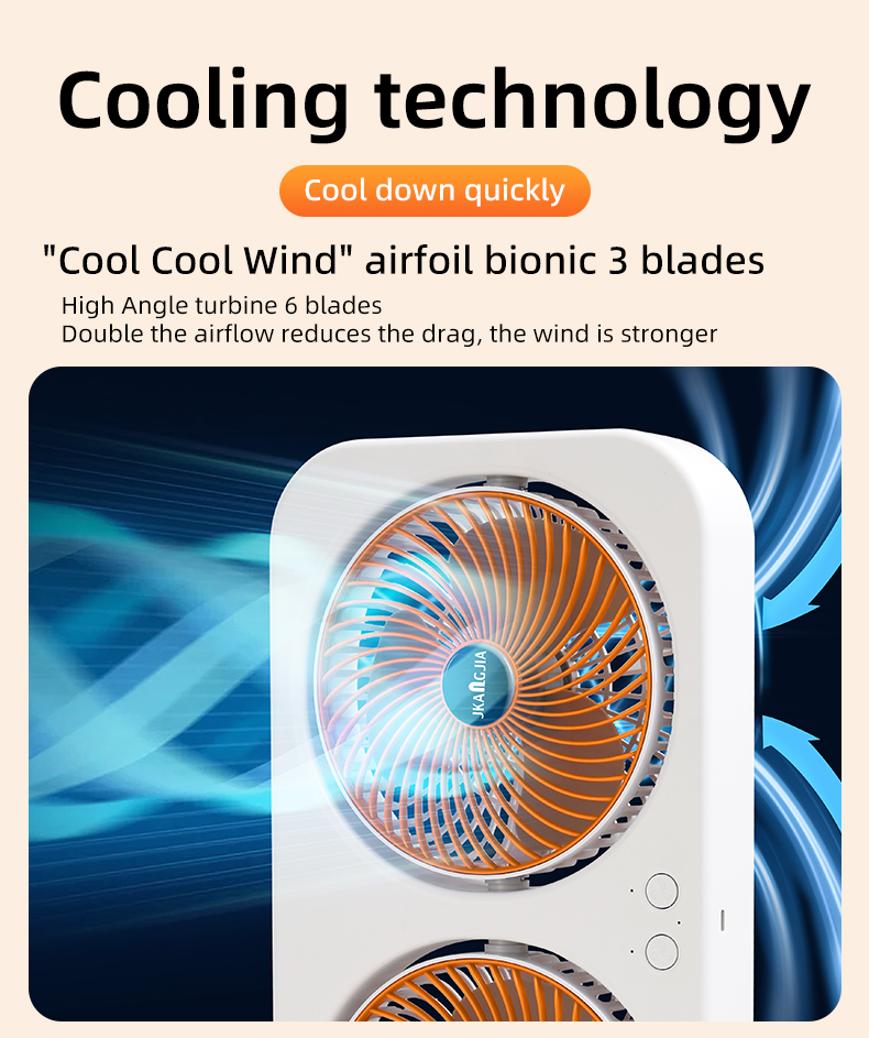 3600mah Double-Head Fan Quick Charge Super Cooling Adjustable C D ...