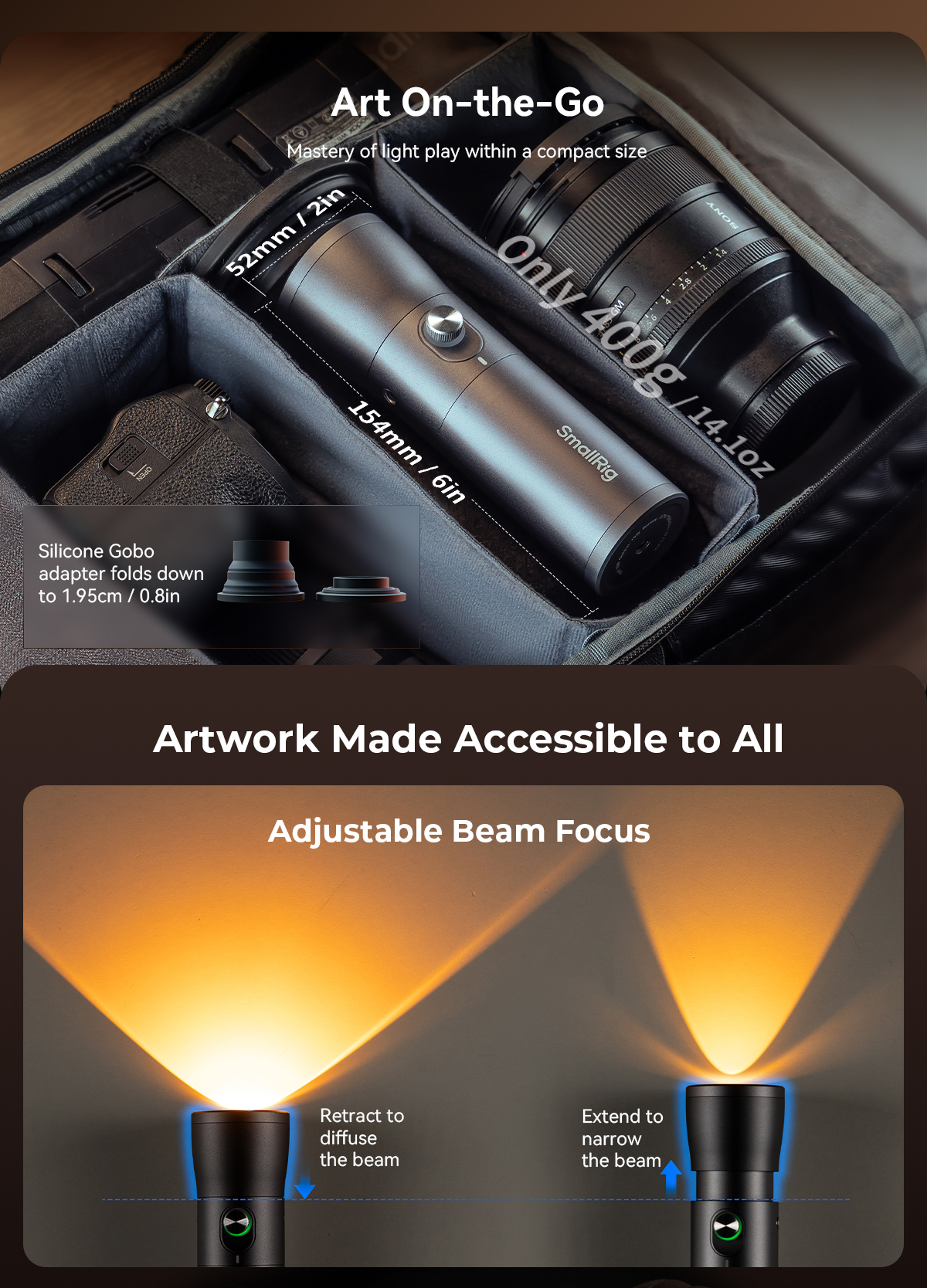 SmallRig RF 10C Mini Spotlight Portable Focusable LED Video Light for ...