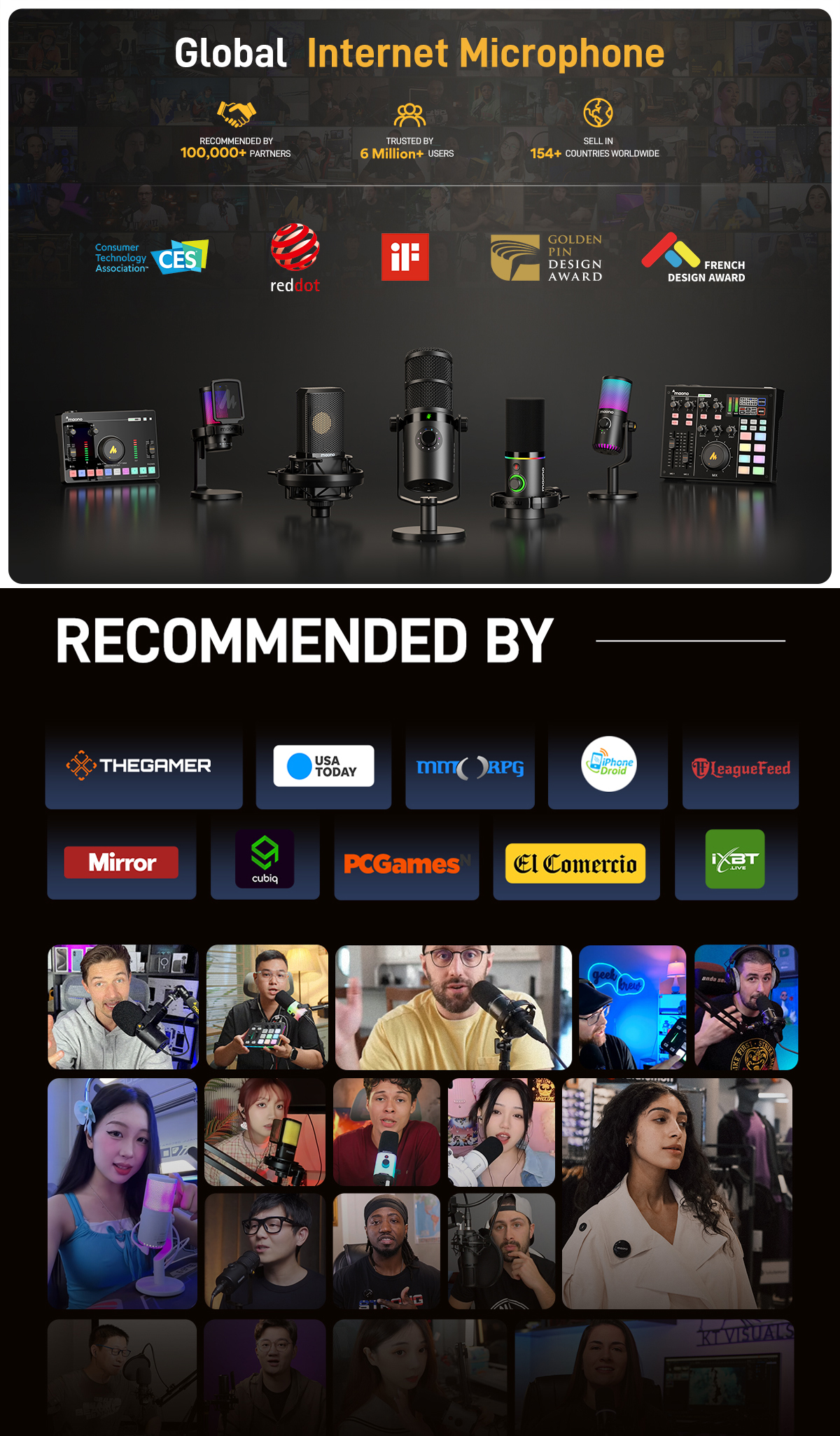 Maono PD200X Podcast Mic Dynamic Microphone USB/XLR Dual Mode Microphone RGB Dynamic Mic USB ...