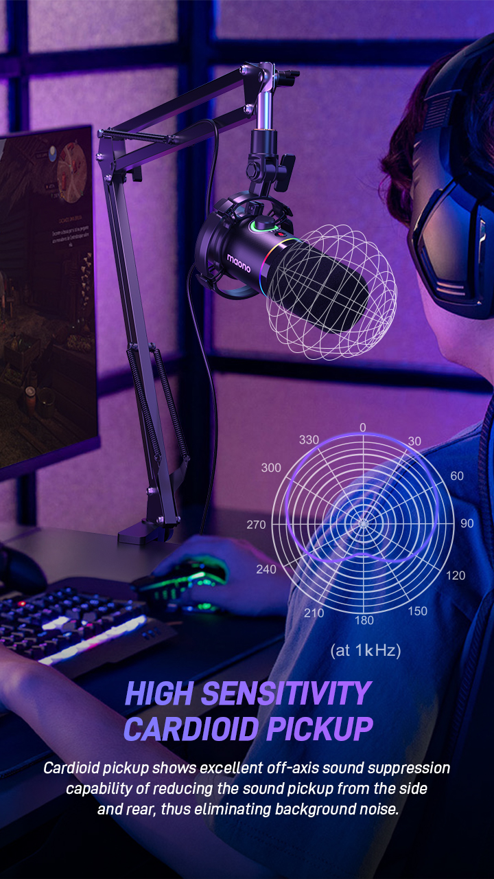 Maono PD200X Podcast Mic Dynamic Microphone USB/XLR Dual Mode Microphone RGB Dynamic Mic USB ...