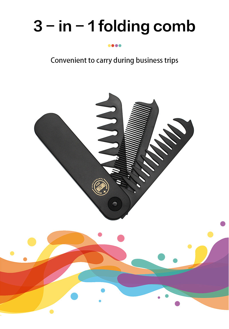 Three In One Folding Comb Oil Comb Back Comb Wide Toothed Texture ...