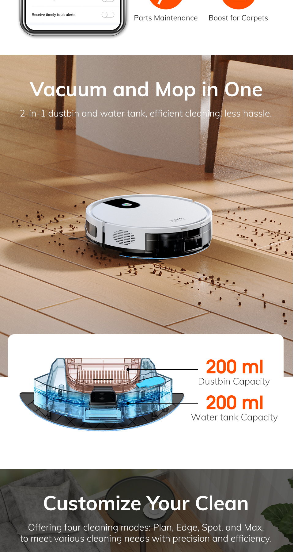 ILIFE V9 Pro Smart Robot Vacuum Cleaner Auto Empty Dock 50 Days Hands ...