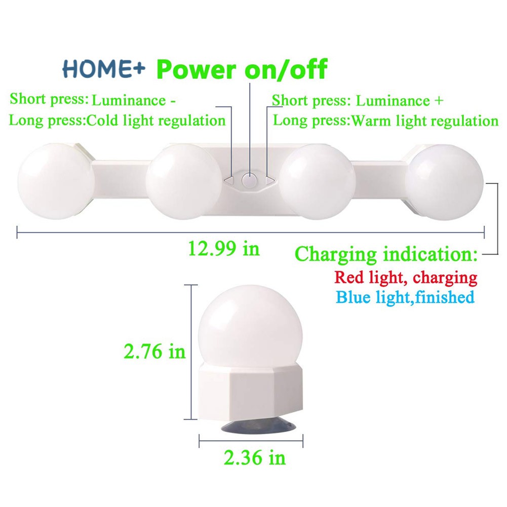 Portable Makeup Lights Cordless Super Bright with 4 LED Bulbs LED ...