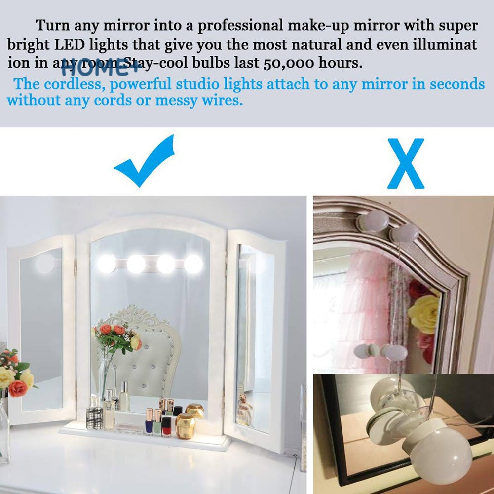 Portable Makeup Lights Cordless Super Bright with 4 LED Bulbs LED ...
