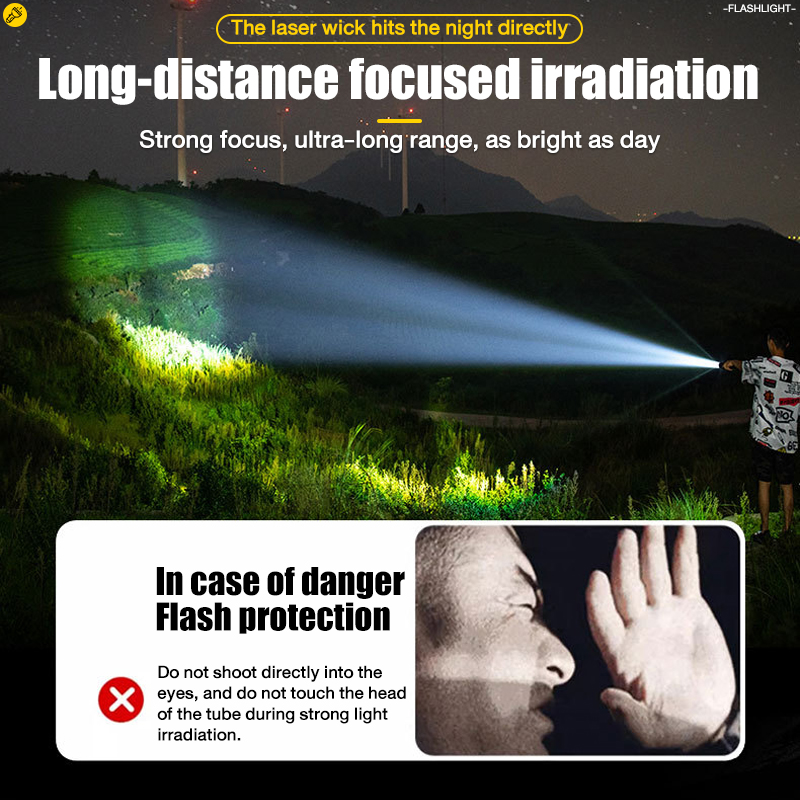 [10000m long shot] flashlight rechargeable P50 LCD display 50000mAh ...